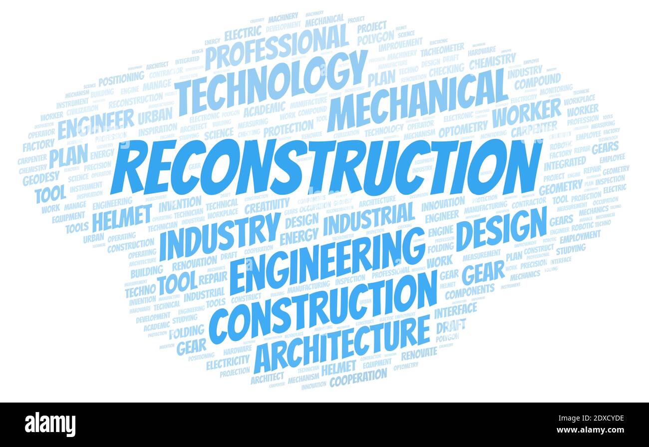 Reconstruction typography word cloud create with text only Stock Photo ...