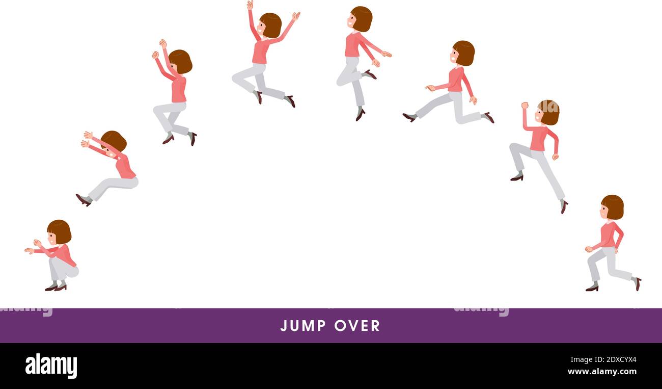 A set of women who jump over big.It's vector art so easy to edit Stock ...