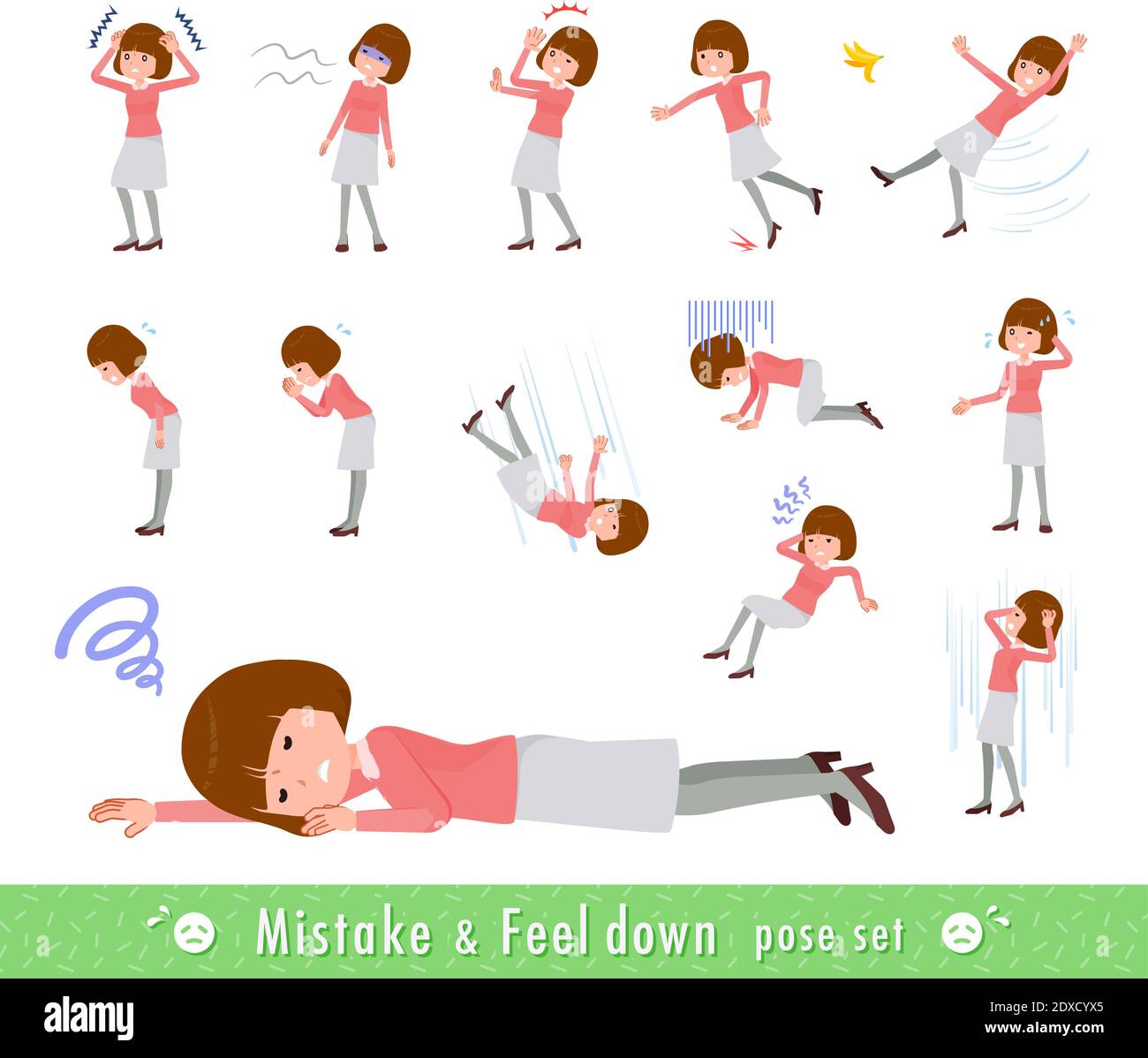 A set of women expressing failure and depression.It's vector art so ...