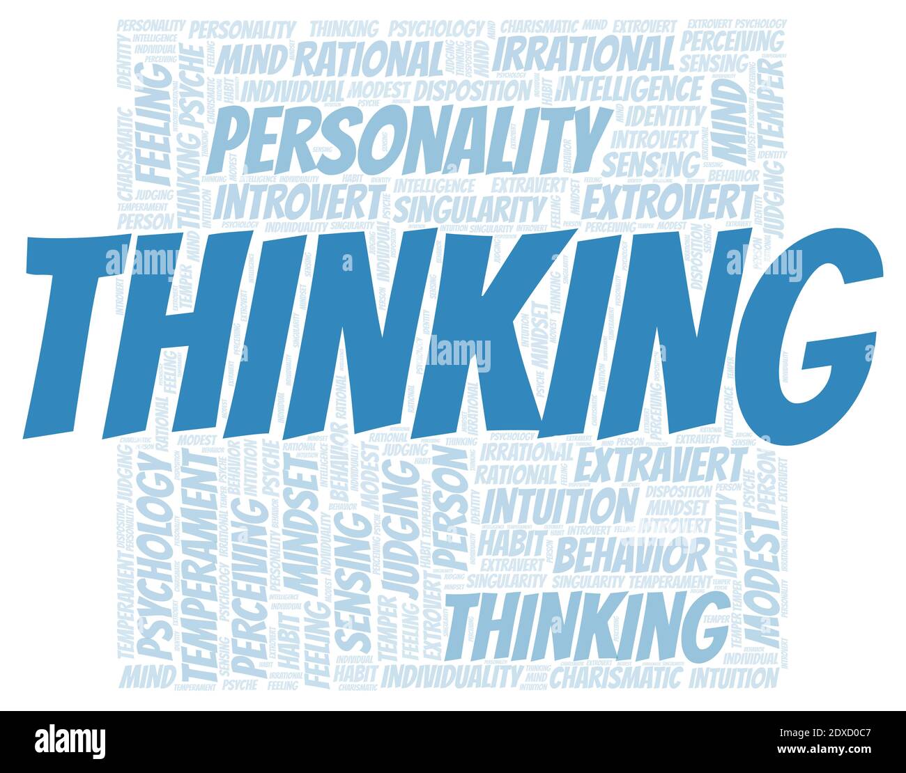 Thinking typography word cloud create with text only Stock Photo - Alamy