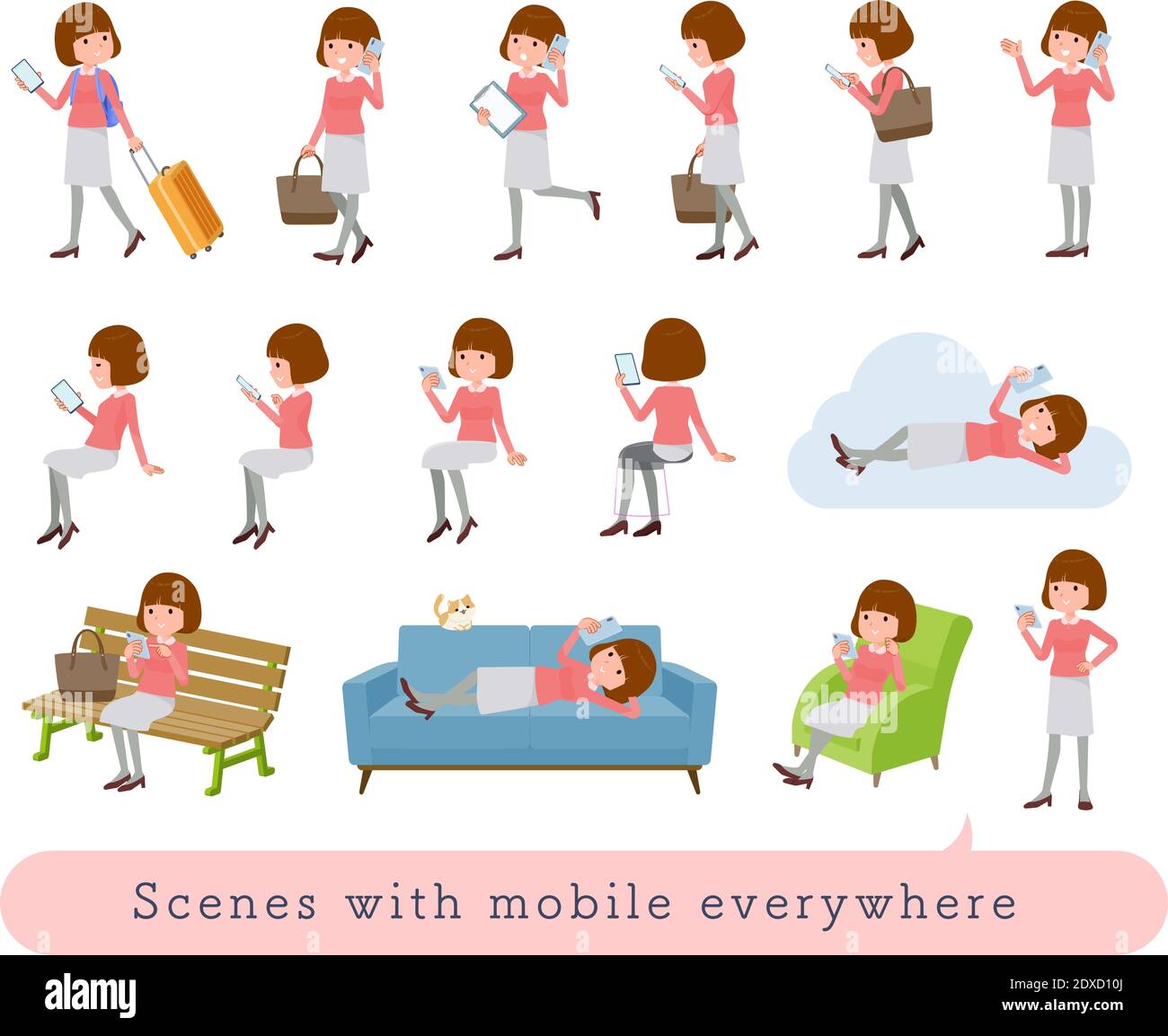 Young woman who uses phone Stock Vector Images - Alamy