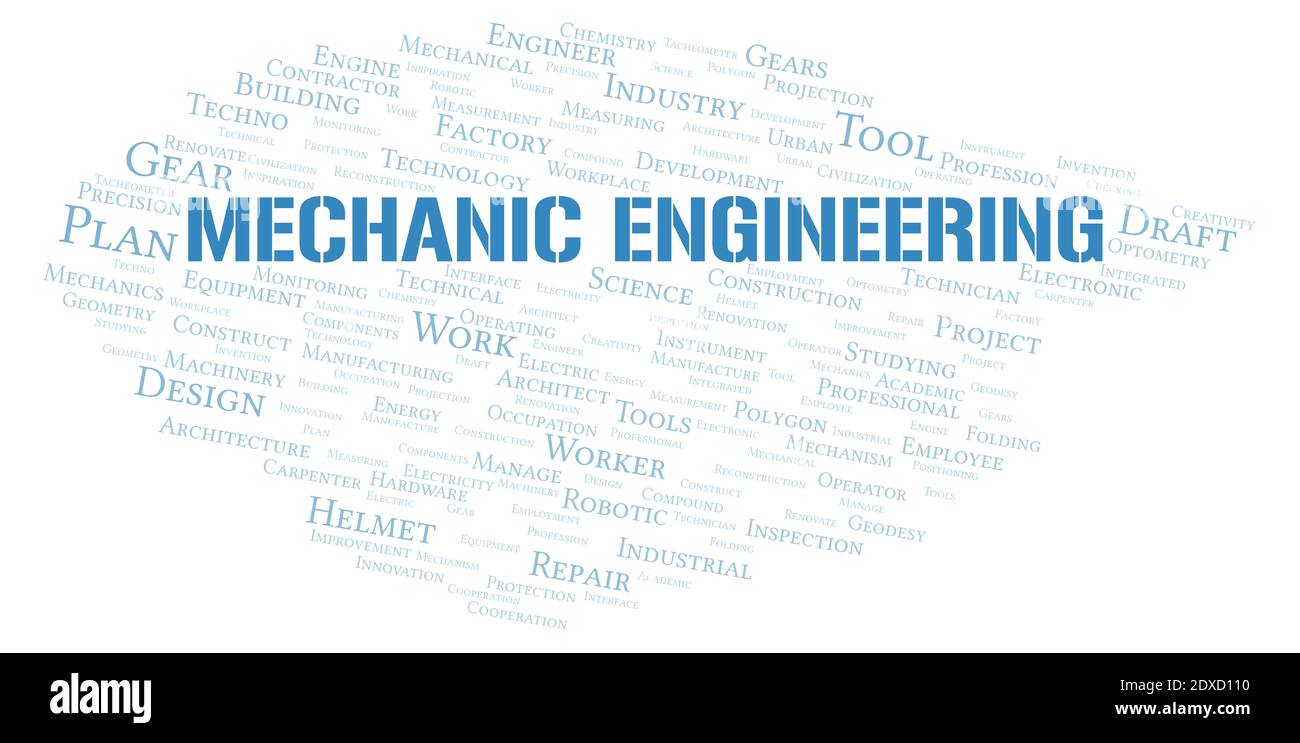 Mechanic Engineering typography word cloud create with text only Stock ...