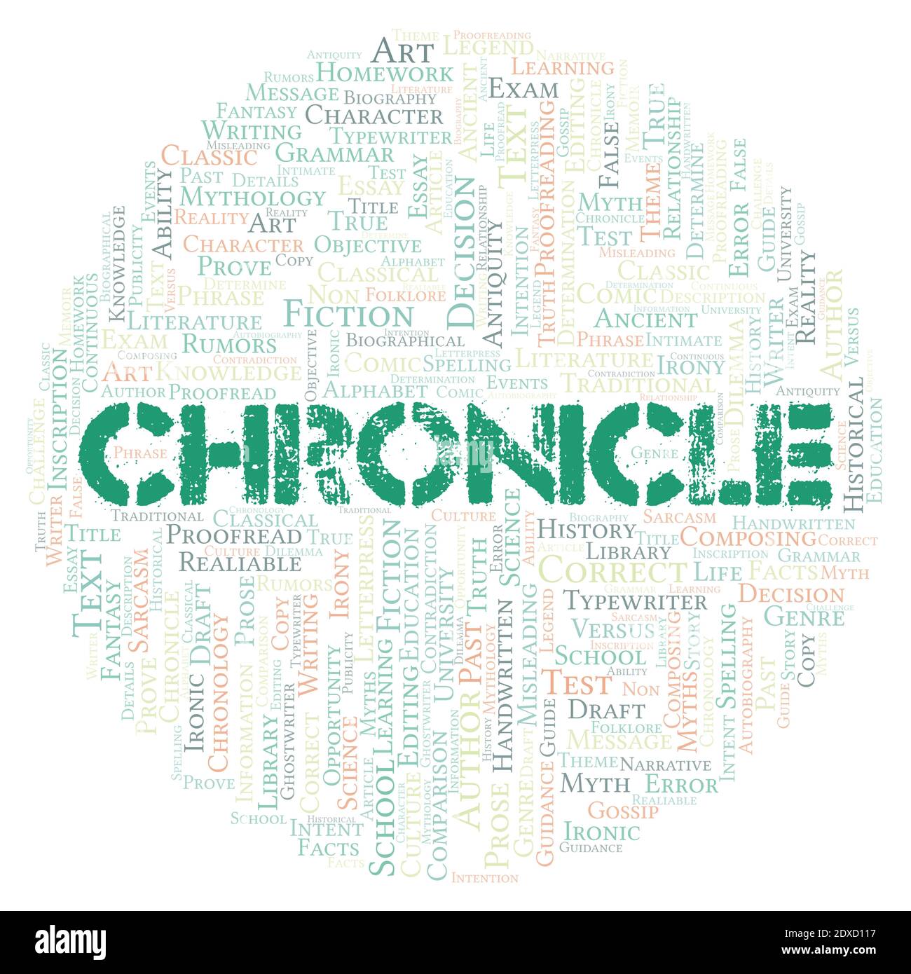 Chronicle typography word cloud create with text only Stock Photo - Alamy
