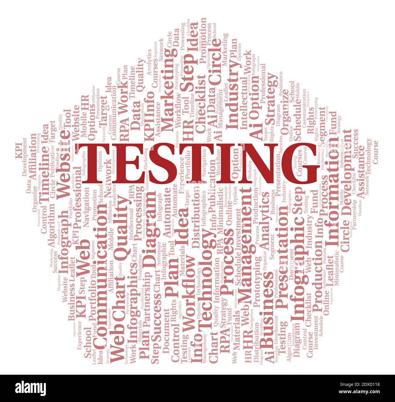 Testing typography word cloud create with text only Stock Photo - Alamy