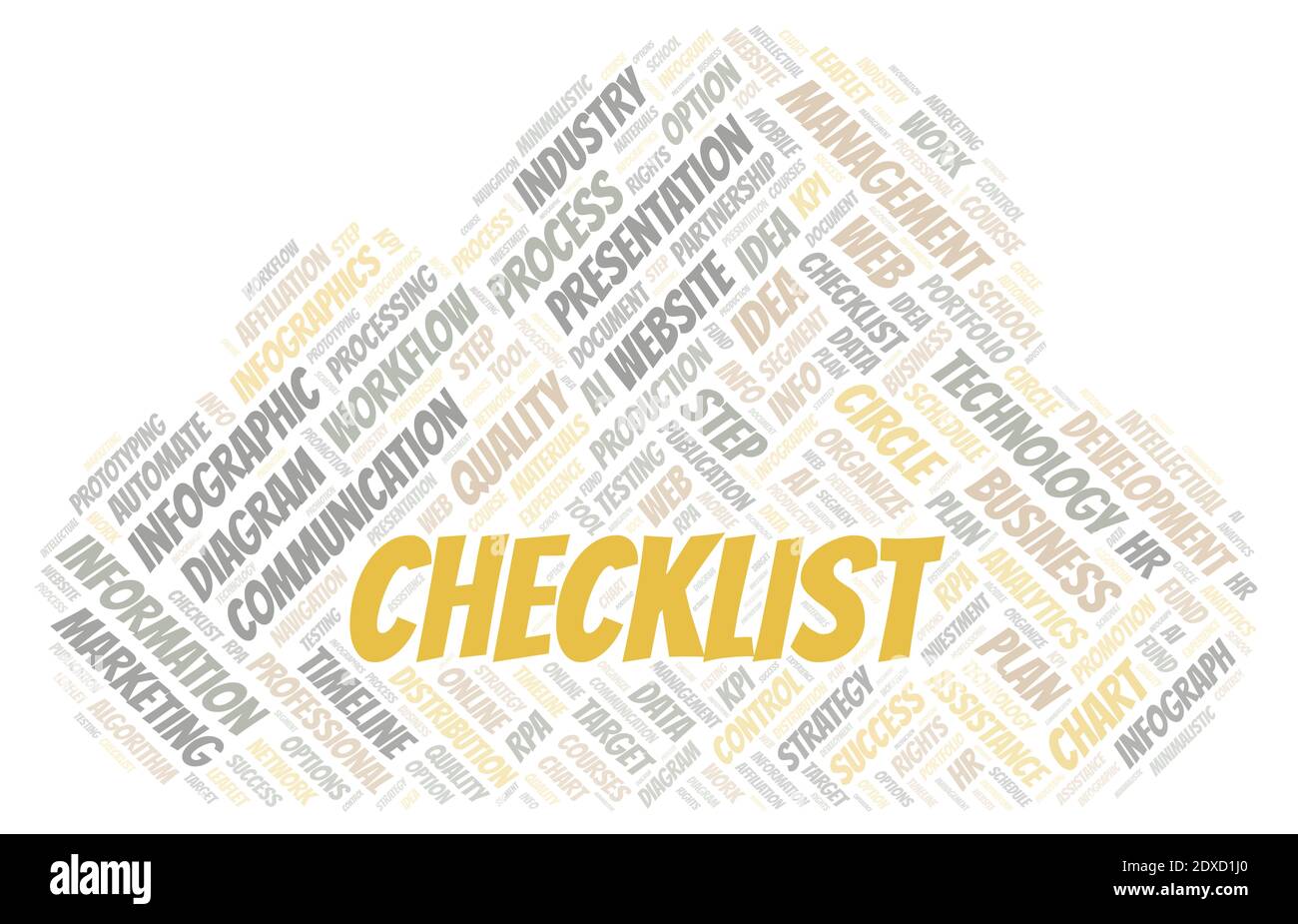 Checklist typography word cloud create with text only Stock Photo - Alamy