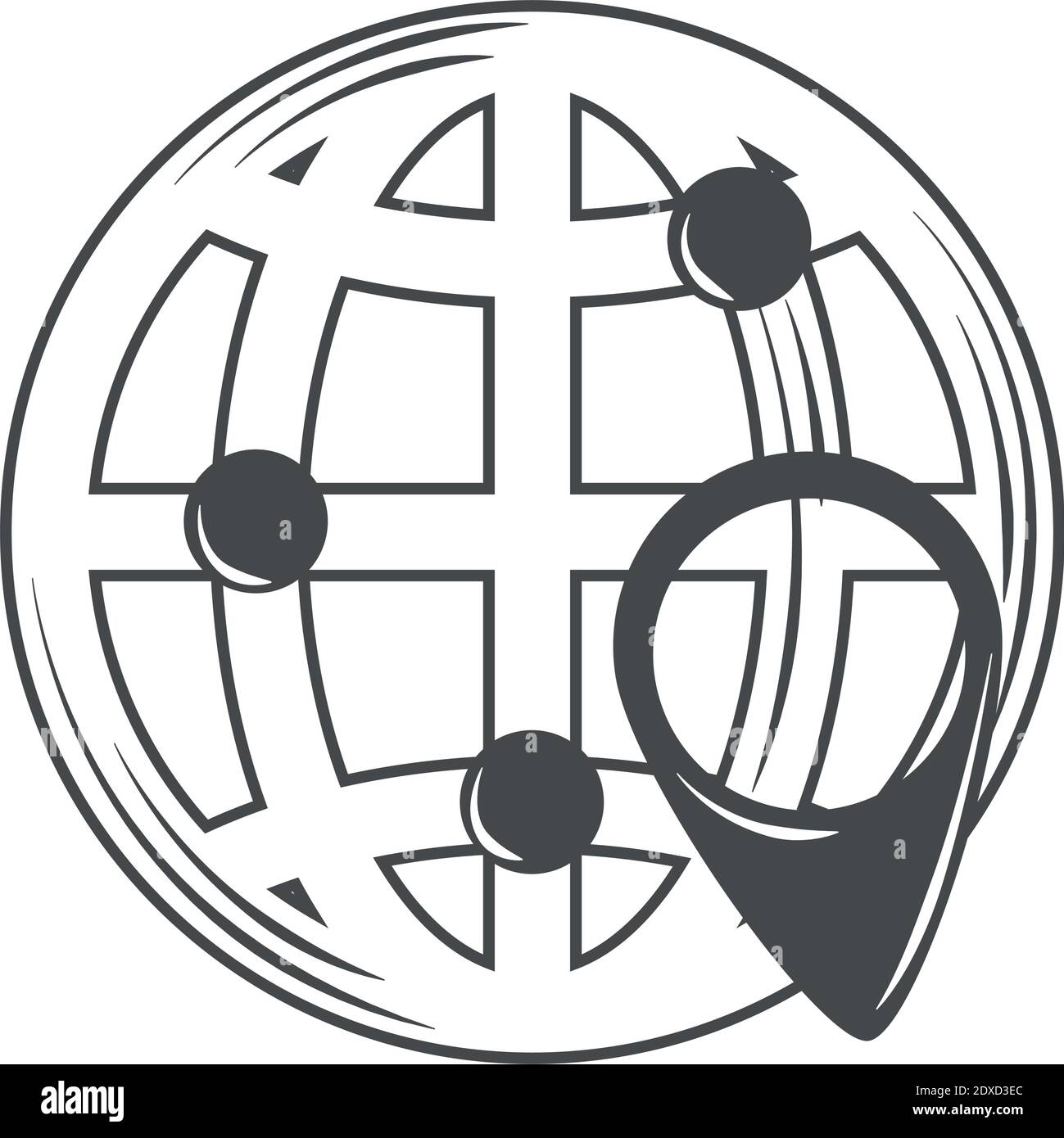 globe map world connection location pointers destination vector illustration icon Stock Vector ...