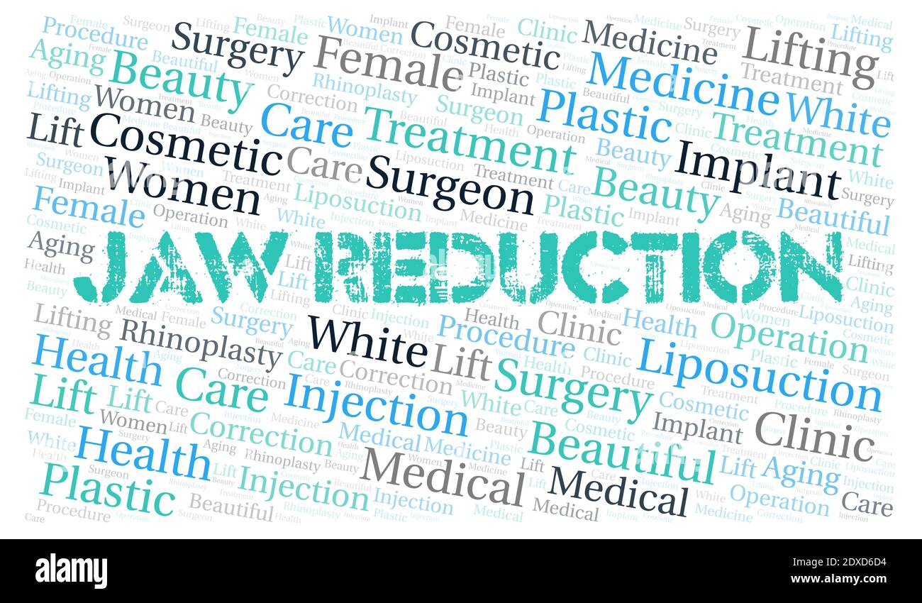 Jaw Reduction typography word cloud create with text only. Type of ...