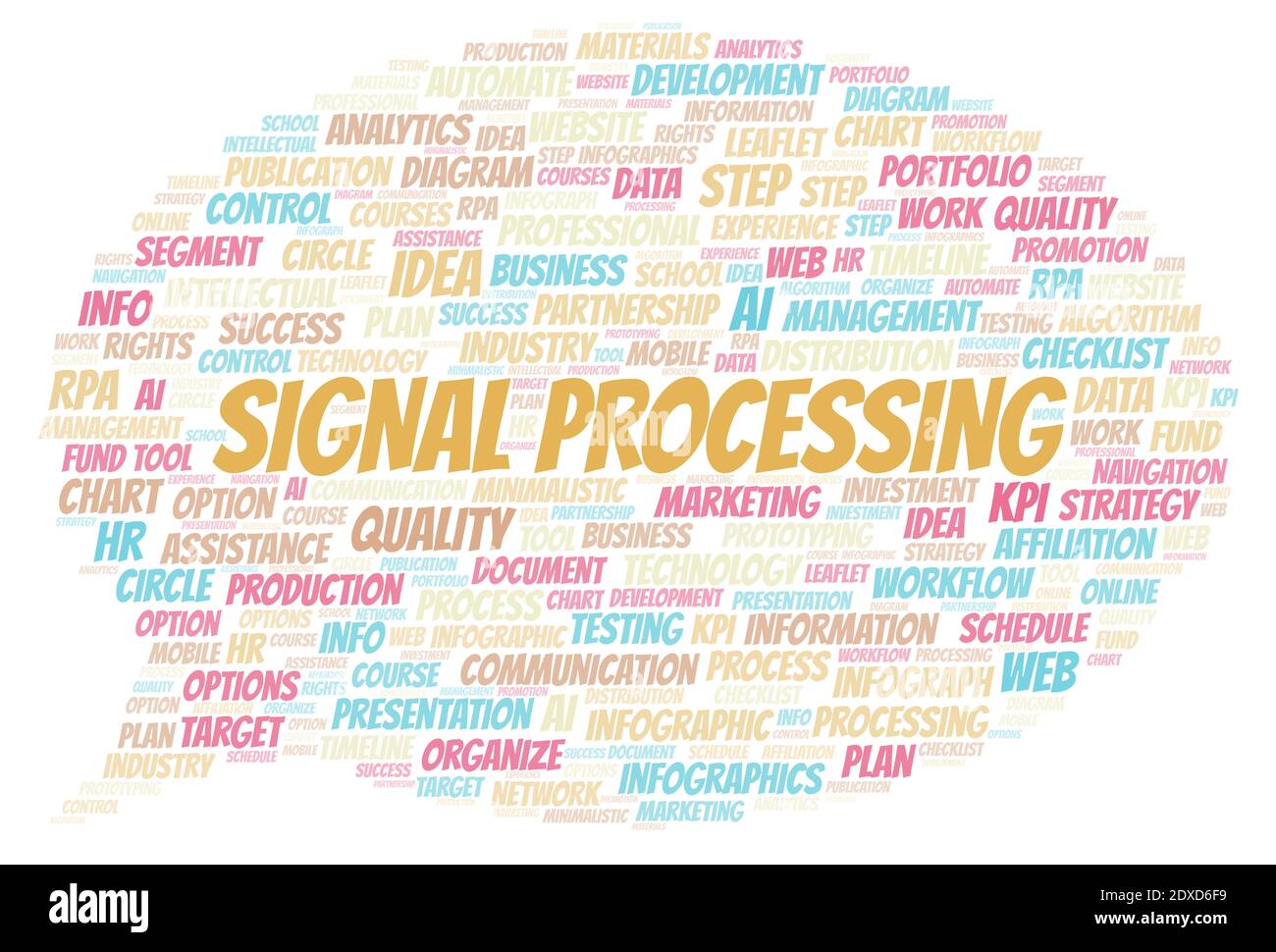 Signal Processing typography word cloud create with text only Stock ...