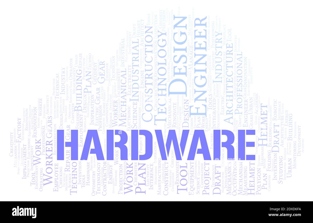 Hardware typography word cloud create with text only Stock Photo - Alamy
