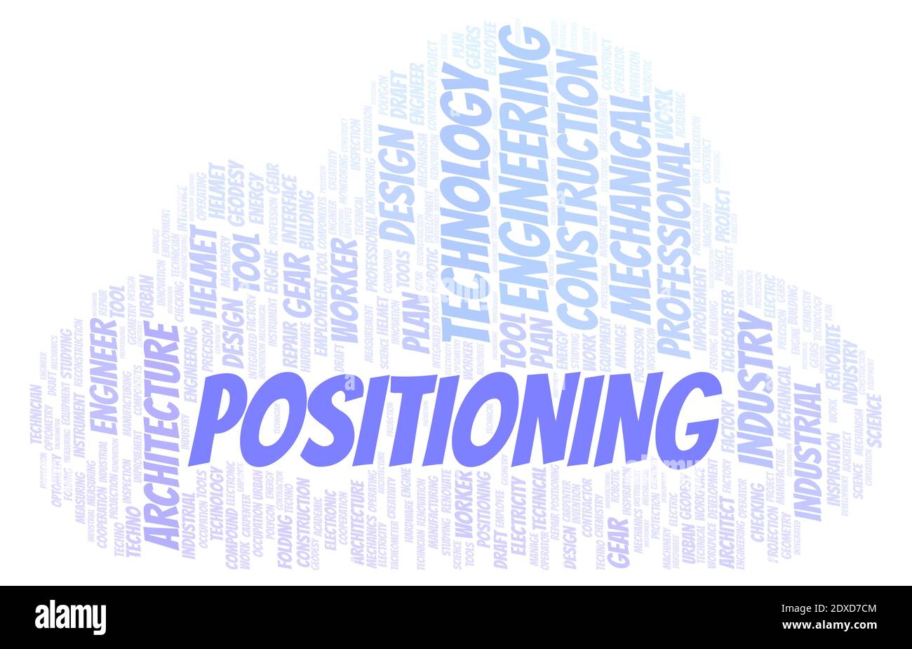 Positioning typography word cloud create with text only Stock Photo - Alamy
