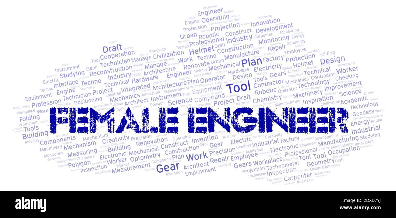 Female Engineer typography word cloud create with text only Stock Photo ...
