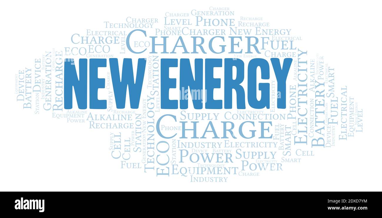 New Energy typography word cloud create with text only Stock Photo - Alamy