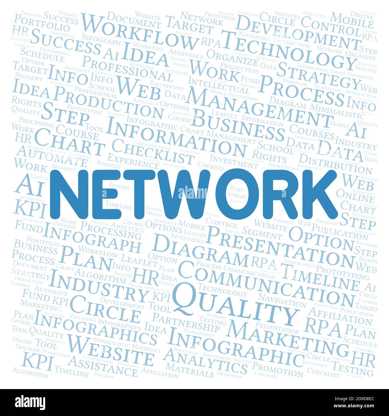 Network typography word cloud create with text only Stock Photo - Alamy