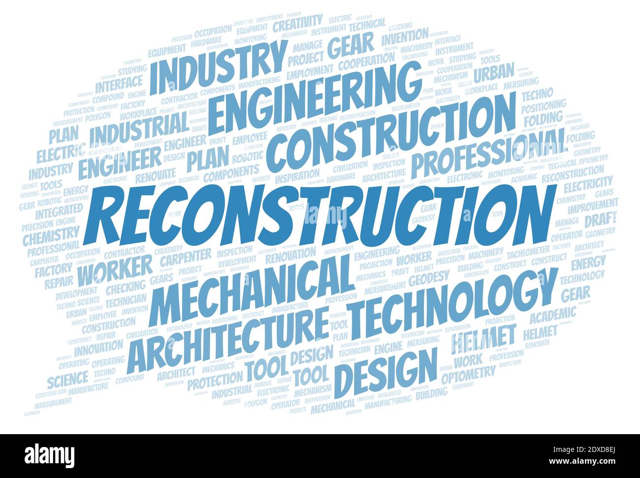 Reconstruction typography word cloud create with text only Stock Photo ...