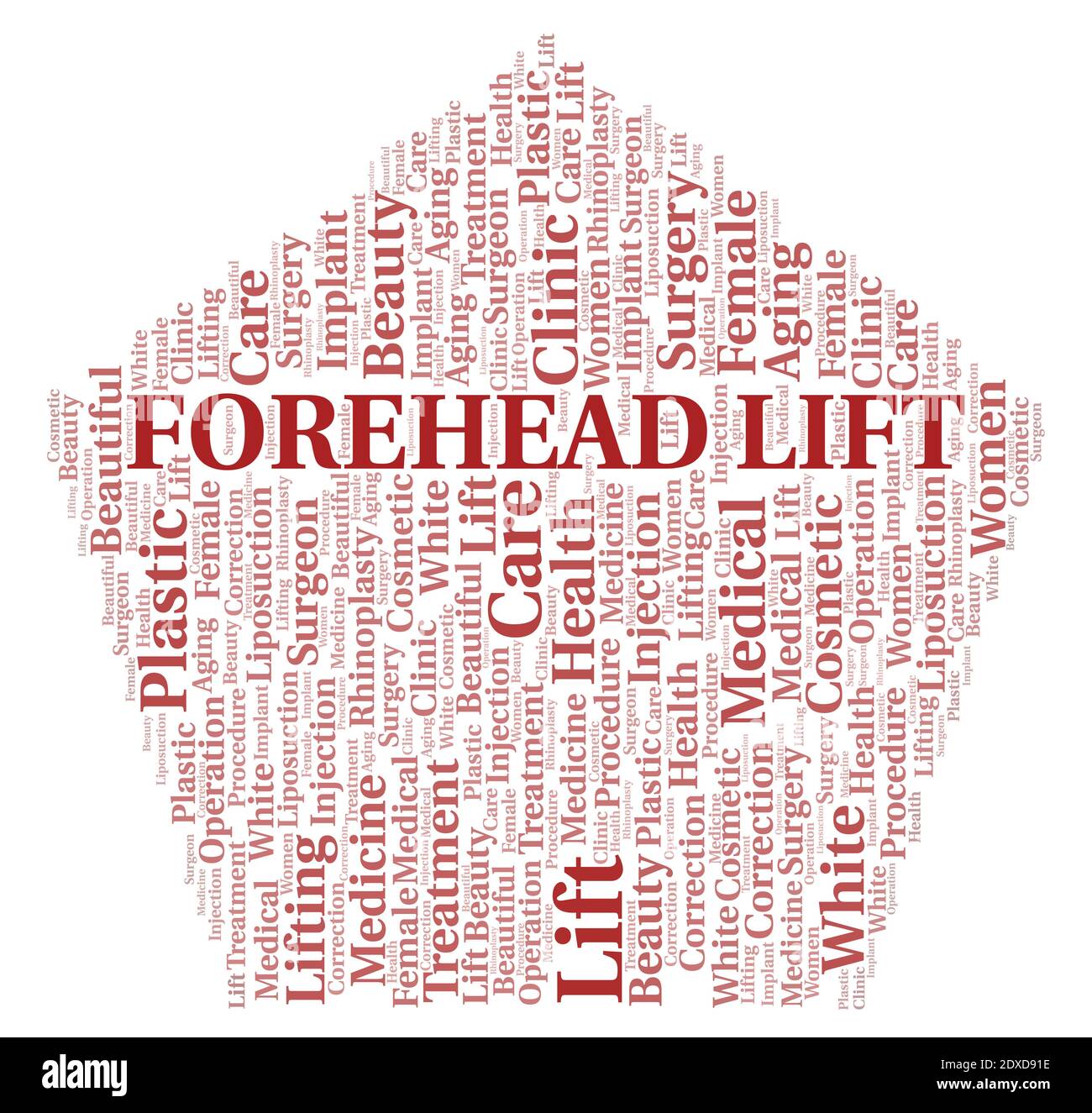 Forehead Lift typography word cloud create with text only. Type of ...