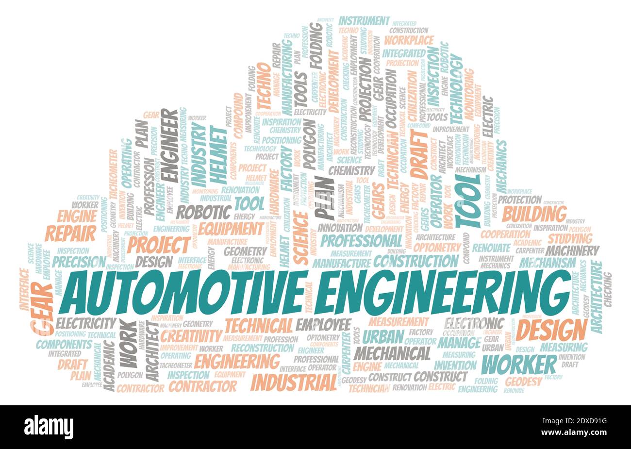 Automotive Engineering typography word cloud create with text only ...