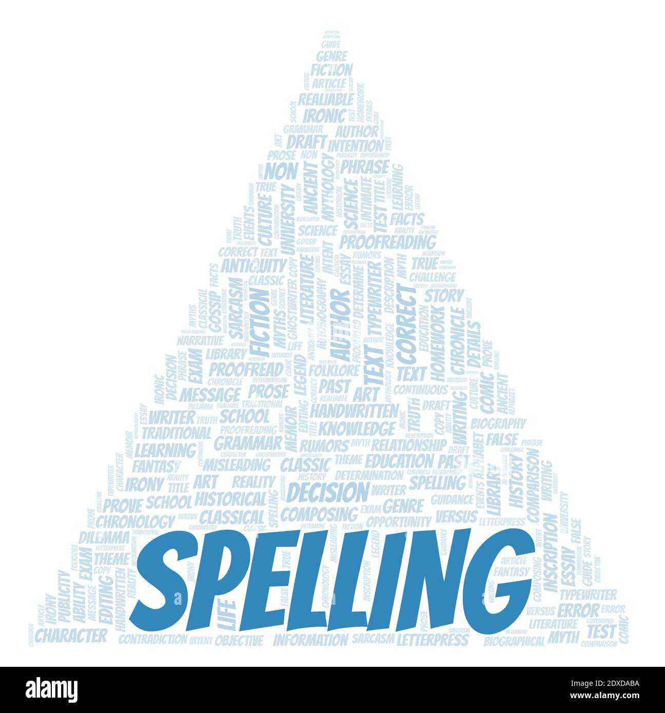 Spelling typography word cloud create with text only Stock Photo - Alamy