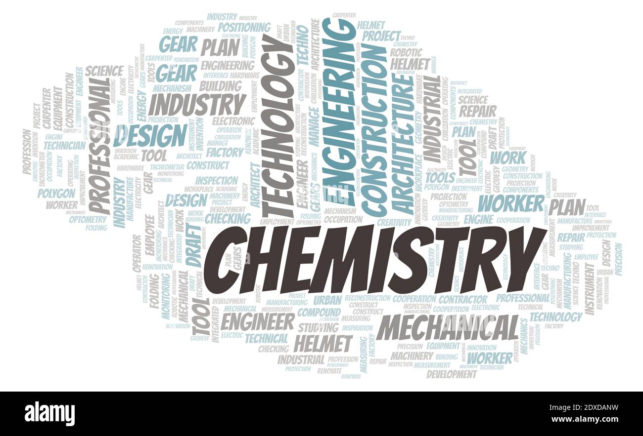 Chemistry typography word cloud create with text only Stock Photo - Alamy