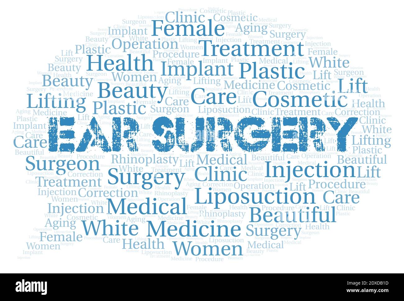 Ear Surgery typography word cloud create with text only. Type of ...