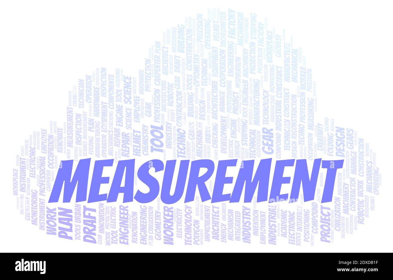 Measurement typography word cloud create with text only Stock Photo - Alamy