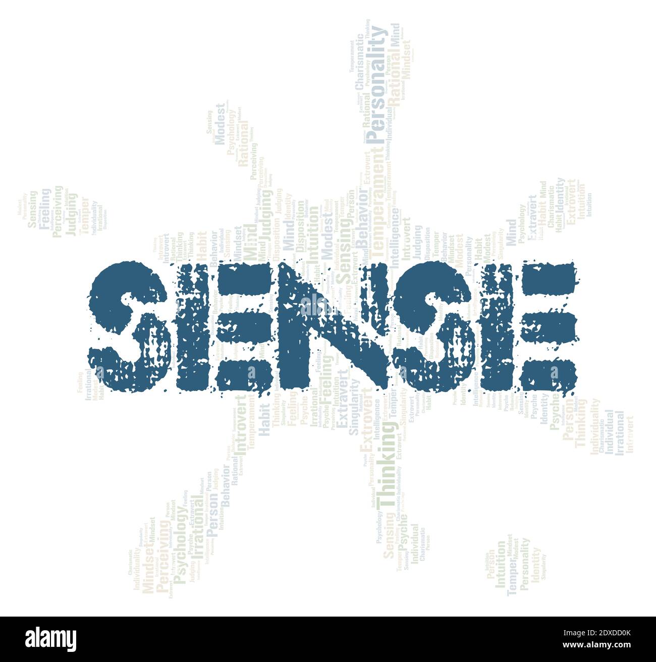 Sense typography word cloud create with text only Stock Photo - Alamy