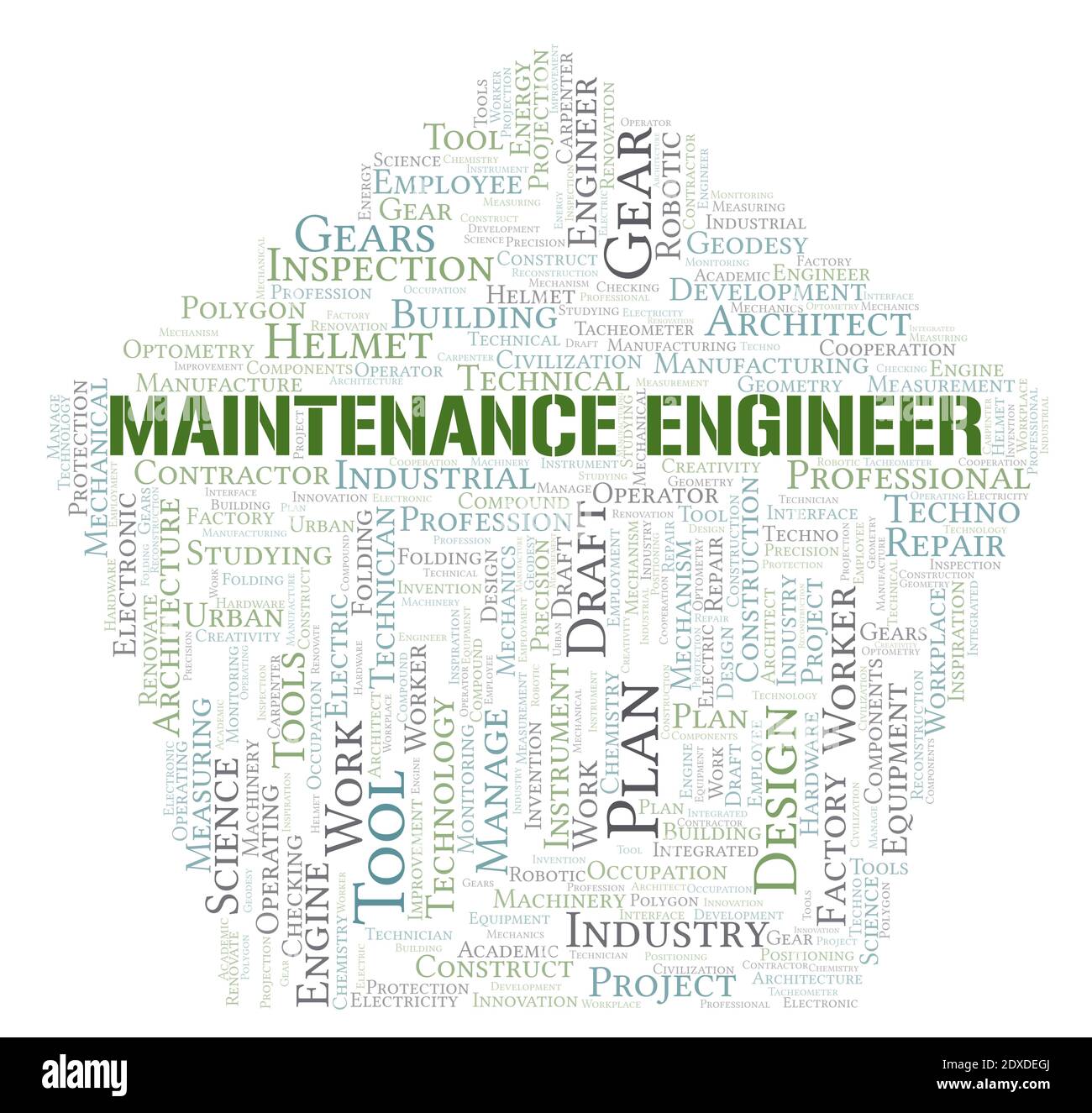 Maintenance Engineer typography word cloud create with text only Stock ...