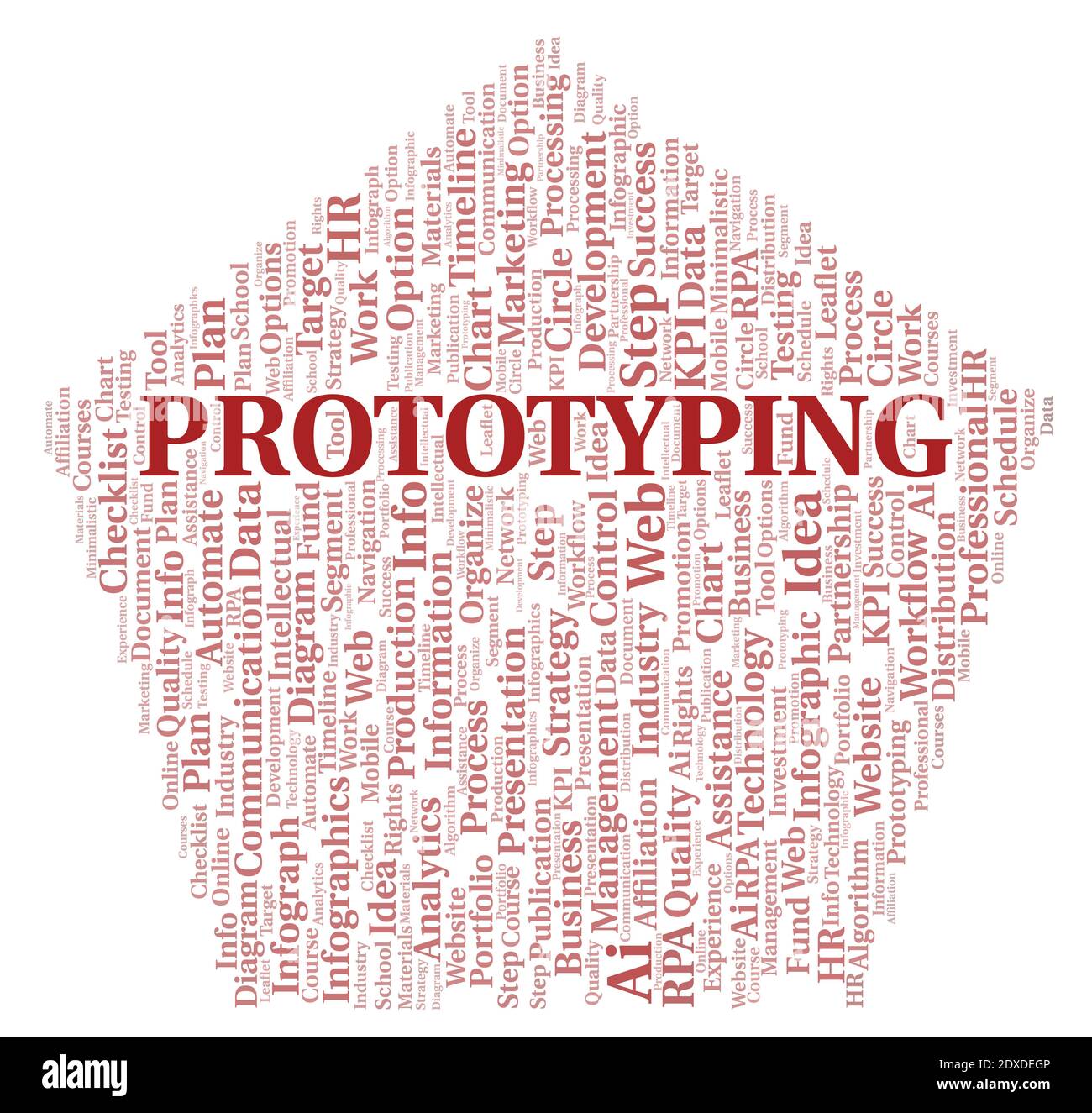 Prototyping typography word cloud create with text only Stock Photo - Alamy