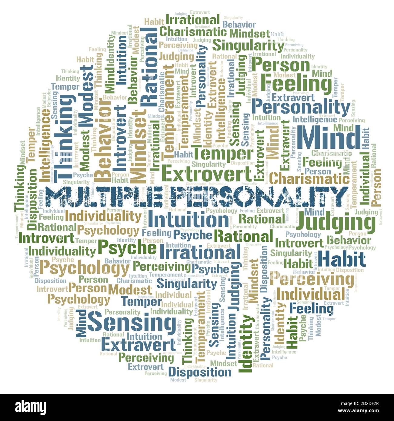 Multiple Personality typography word cloud create with text only Stock ...