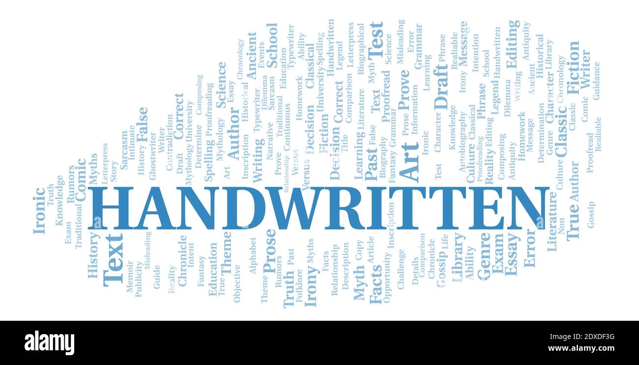 Handwritten typography word cloud create with text only Stock Photo - Alamy