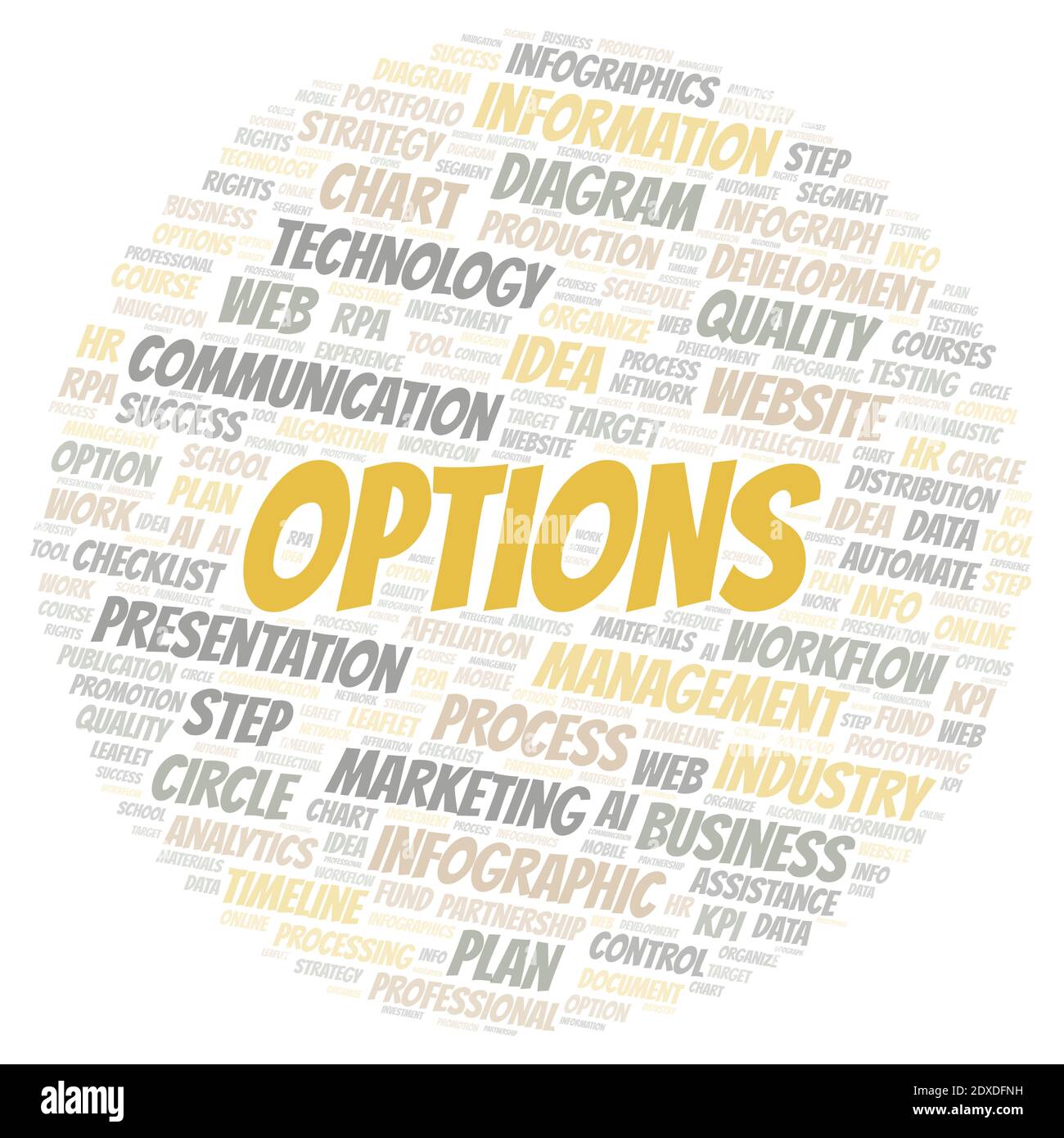 Options typography word cloud create with text only Stock Photo - Alamy