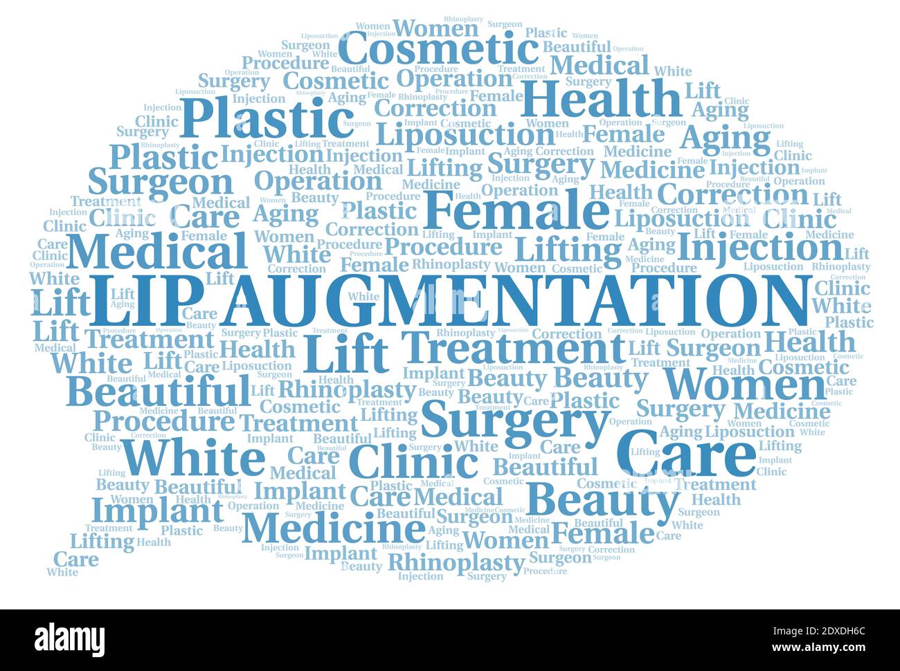 Lip Augmentation typography word cloud create with text only. Type of ...