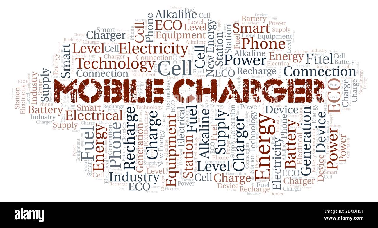 Mobile Charger typography word cloud create with text only Stock Photo ...