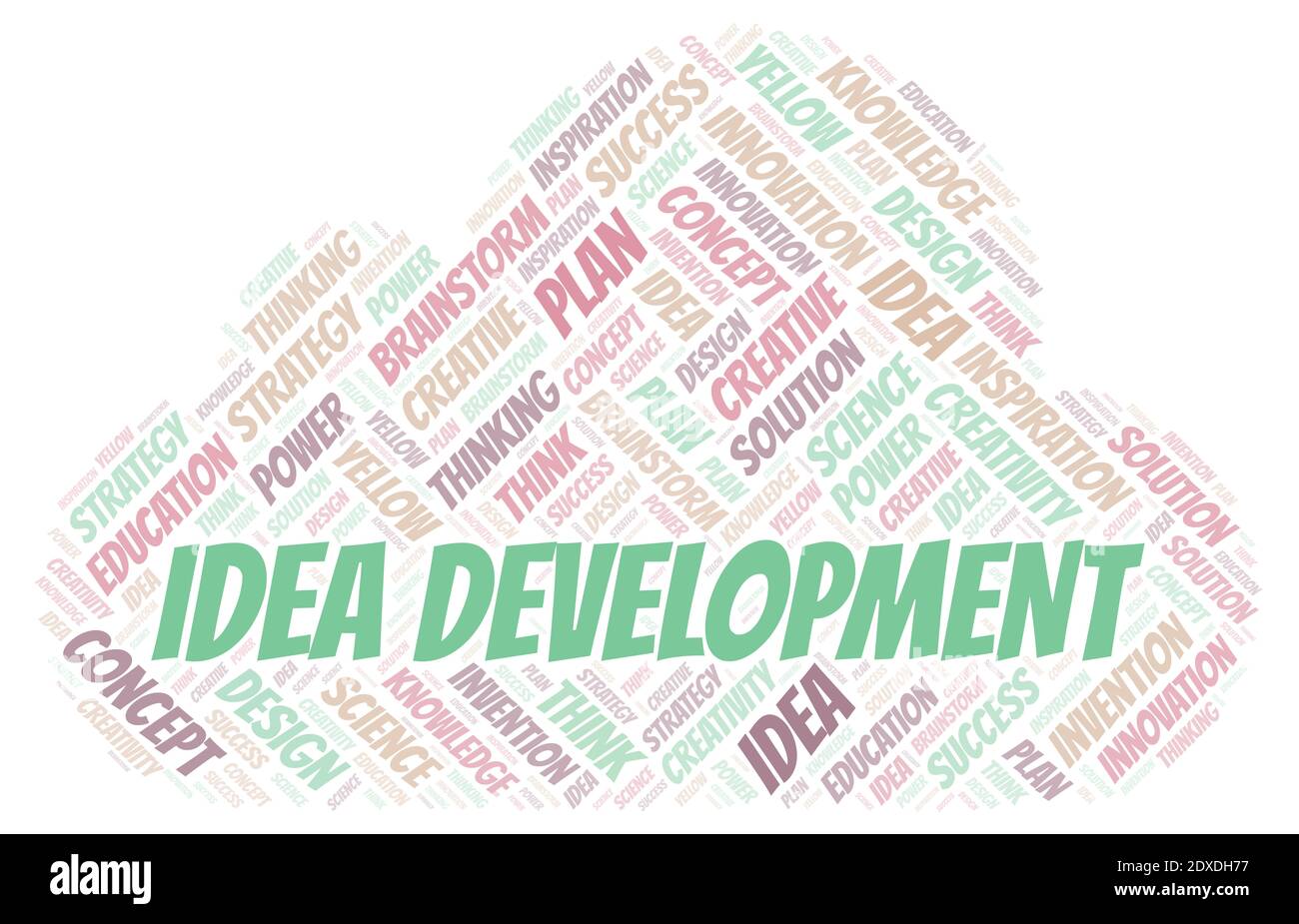 Idea Development typography word cloud create with text only Stock ...