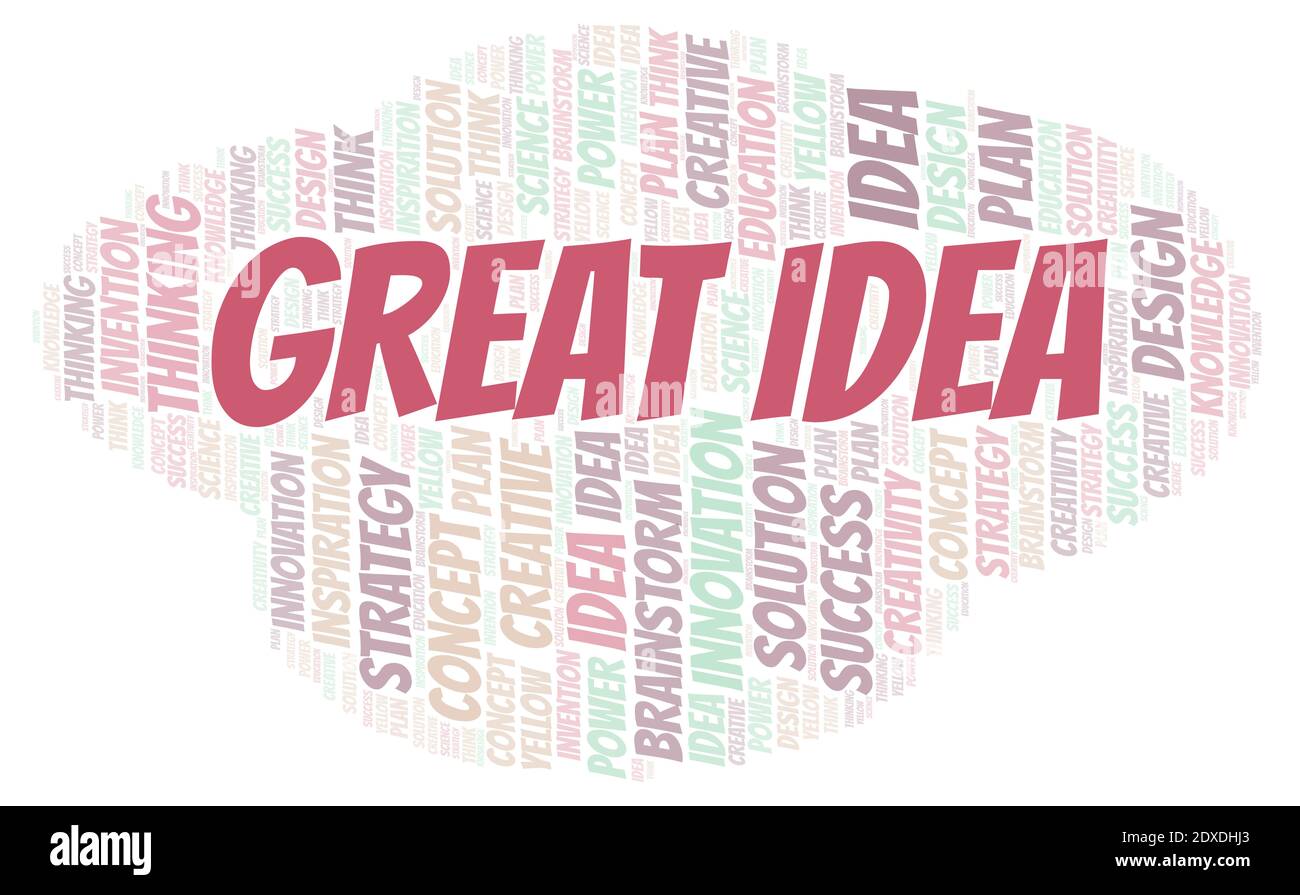 Great Idea typography word cloud create with text only Stock Photo - Alamy