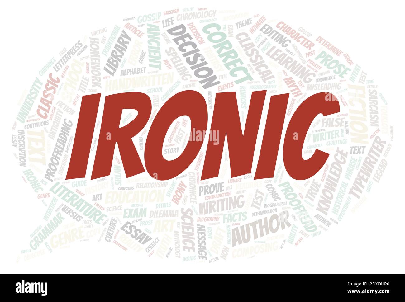 Ironic typography word cloud create with text only Stock Photo - Alamy