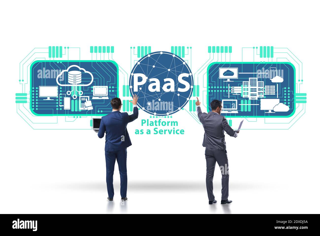 Platform as a service concept with the businessman Stock Photo - Alamy