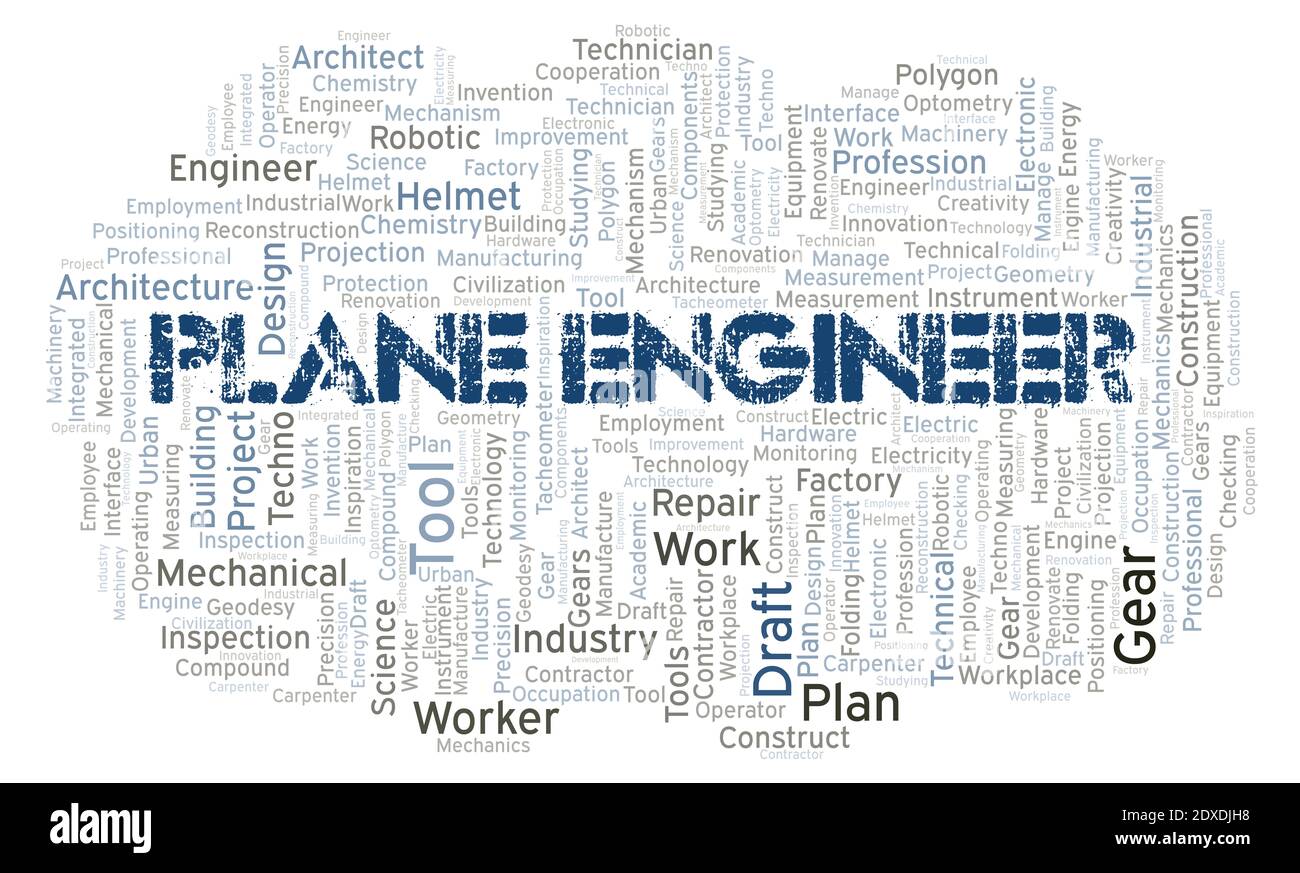 Plane Engineer typography word cloud create with text only Stock Photo ...