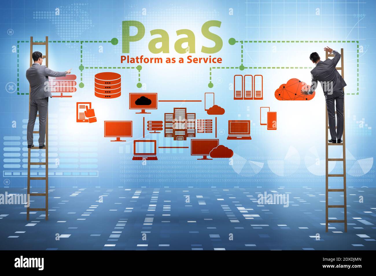 Platform as a service concept with the businessman Stock Photo - Alamy