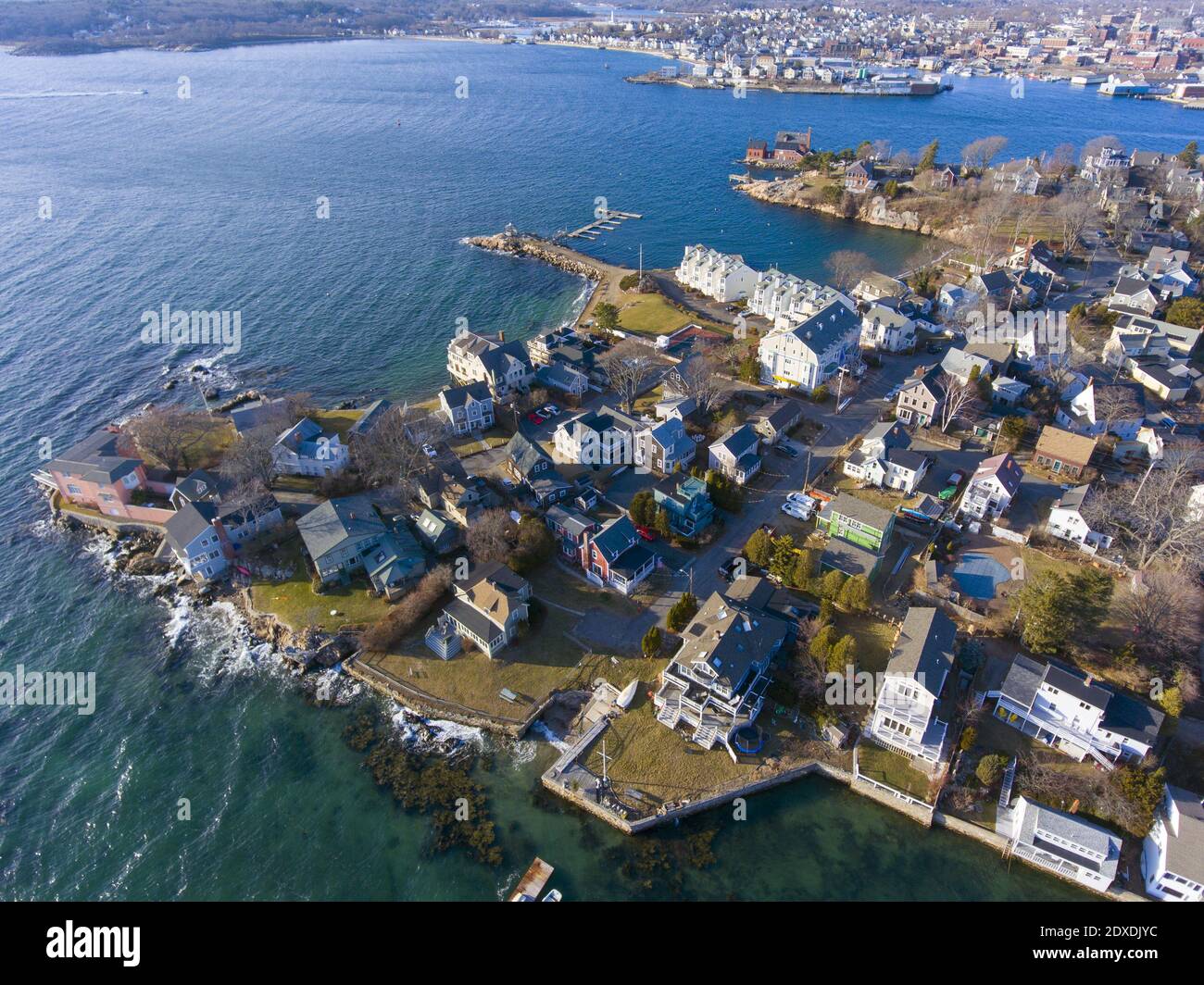 Aerial view of Gloucester City and Gloucester Harbor, Cape Ann, Massachusetts, MA, USA Stock ...