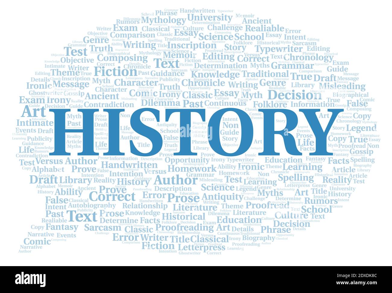 History typography word cloud create with text only Stock Photo - Alamy