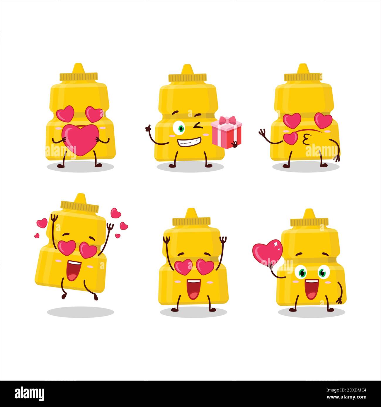 Mustard cartoon character with love cute emoticon. Vector illustration ...