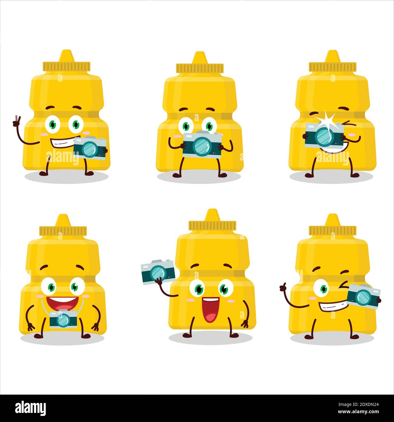 Photographer profession emoticon with mustard cartoon character. Vector ...