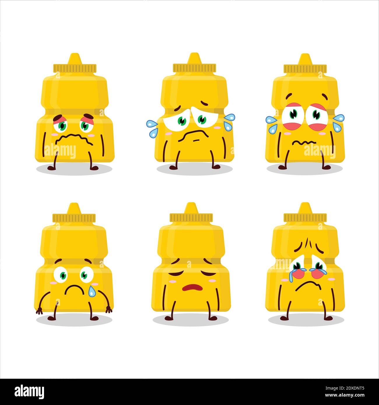 Mustard cartoon in character with sad expression. Vector illustration ...