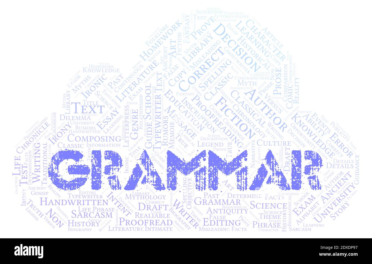 Grammar typography word cloud create with text only Stock Photo - Alamy