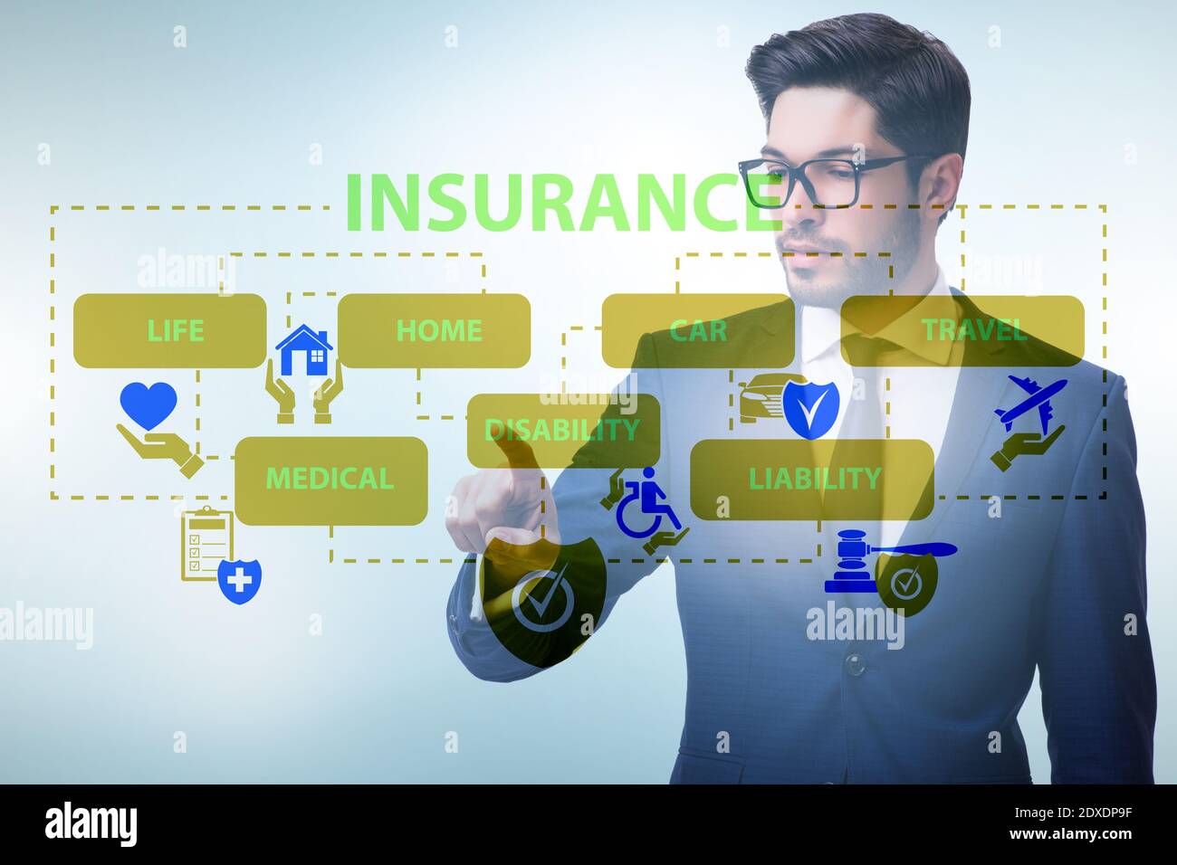 Concept of the various types of insurance Stock Photo - Alamy