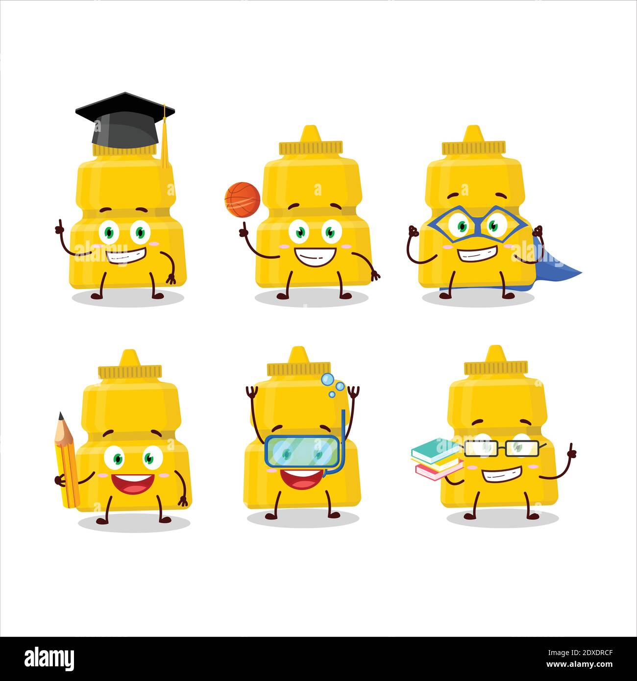 School student of mustard cartoon character with various expressions ...