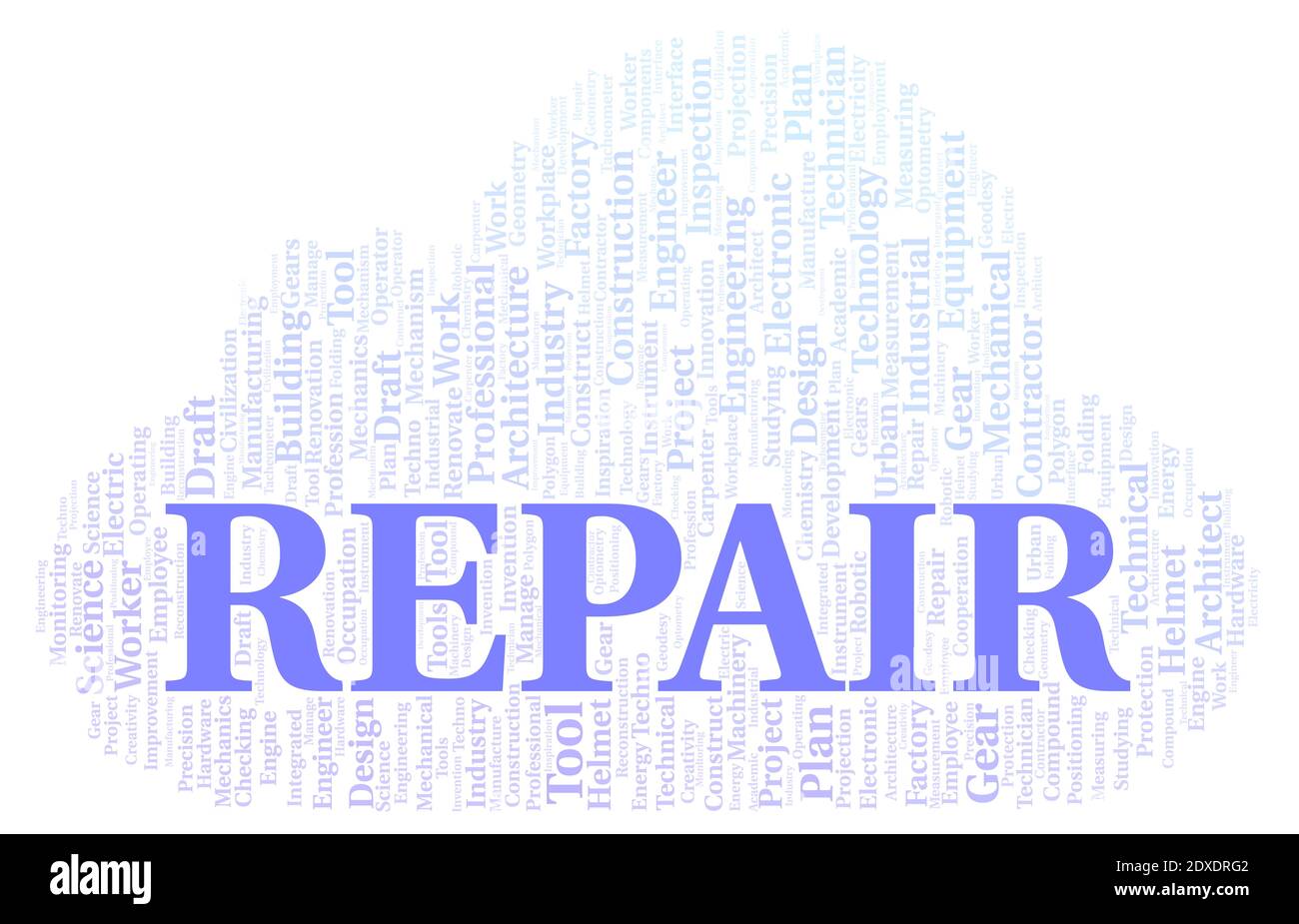 Repair typography word cloud create with text only Stock Photo - Alamy
