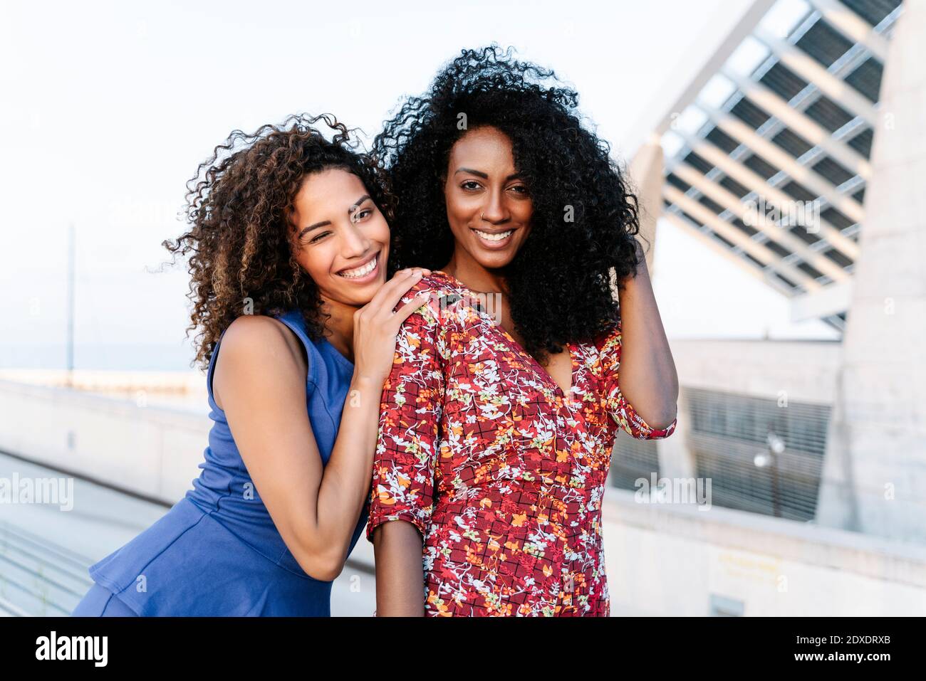 Female friends standing on rooftop hi-res stock photography and images ...