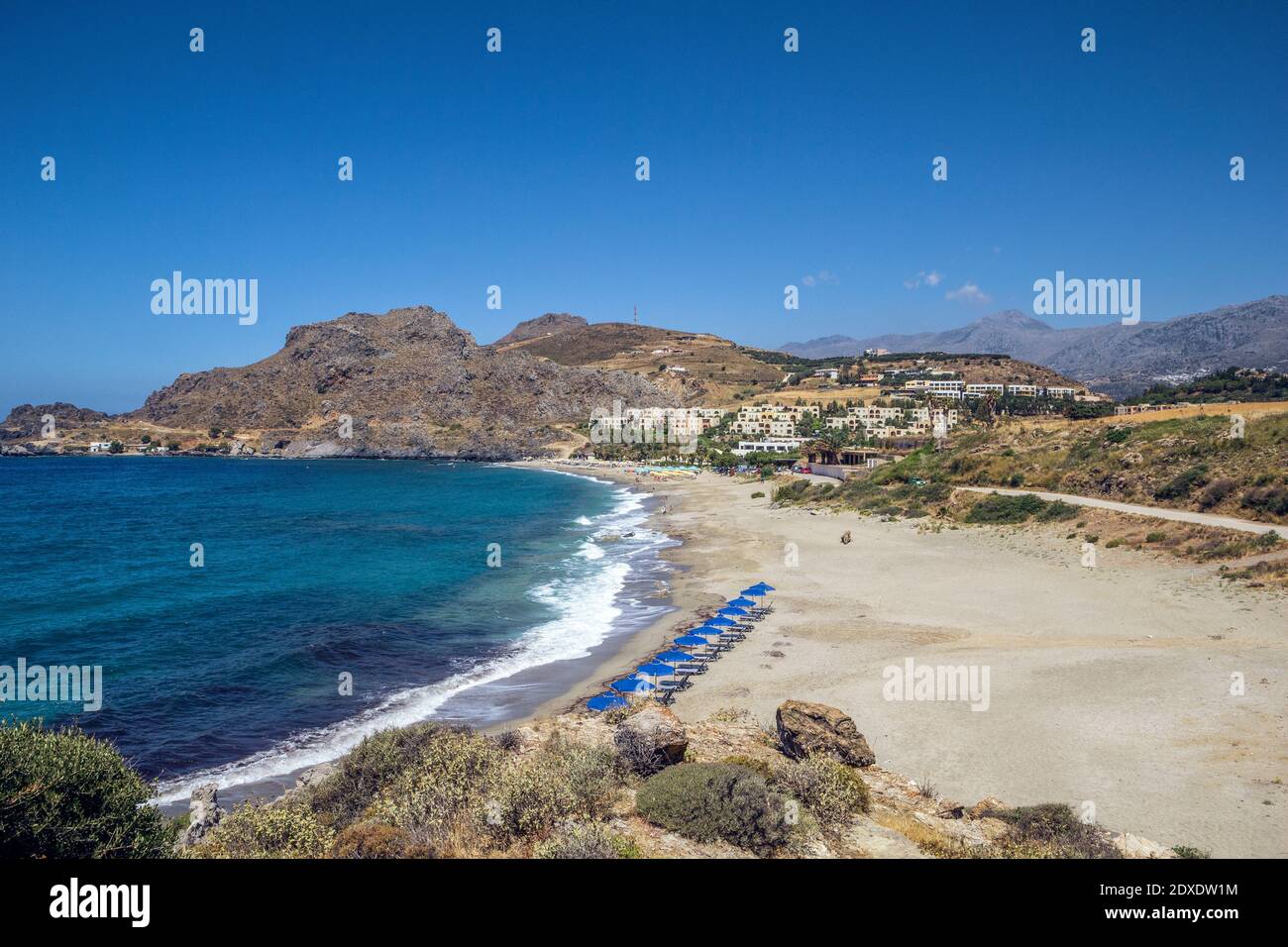 Greece, Crete, Plakias, Damnoni Beach in summer Stock Photo - Alamy