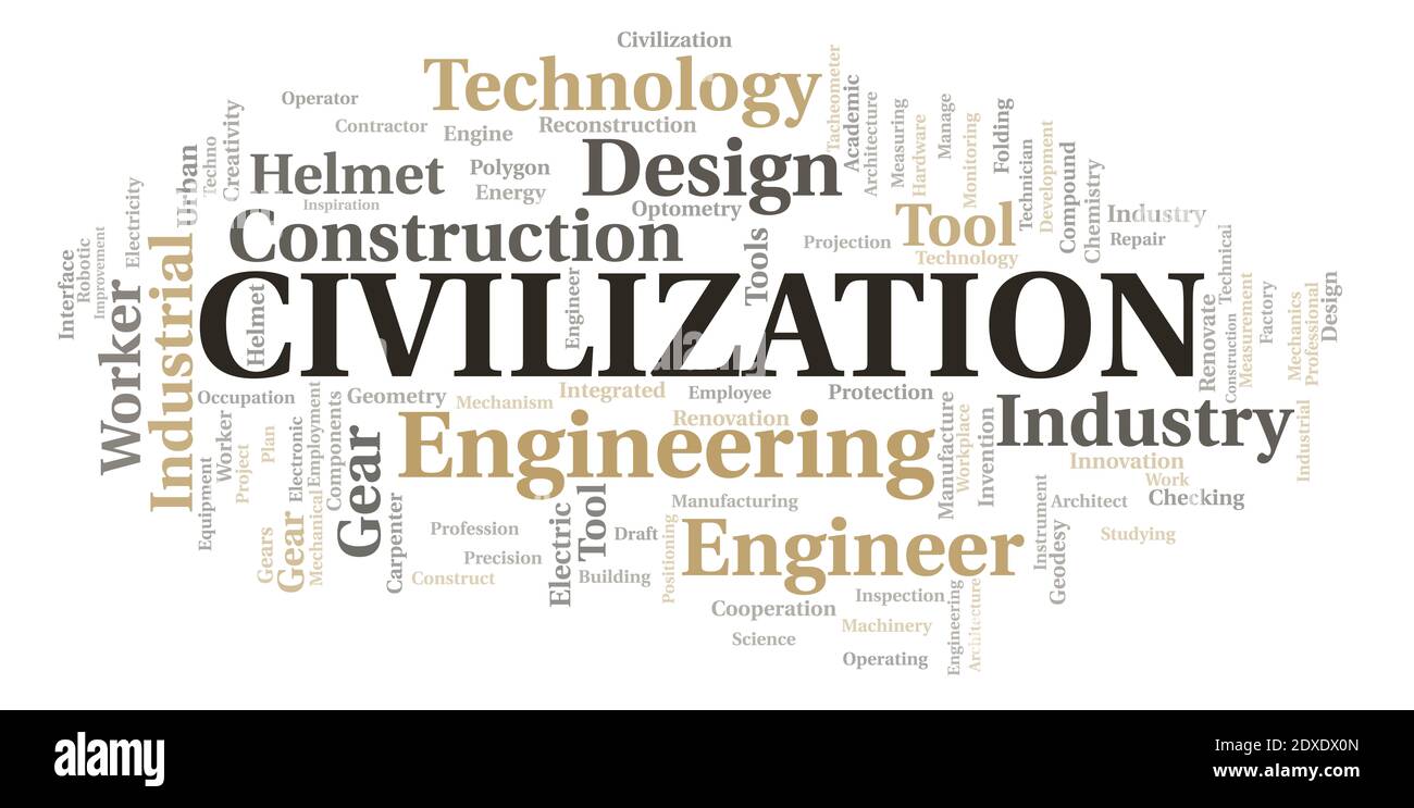 Civilization typography word cloud create with text only Stock Photo ...